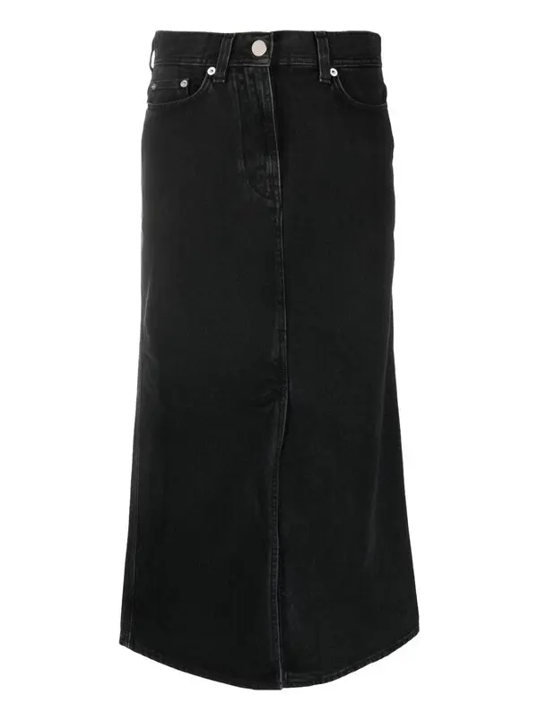 Loulou De Saison Organic Cotton Midi Skirt - Grey