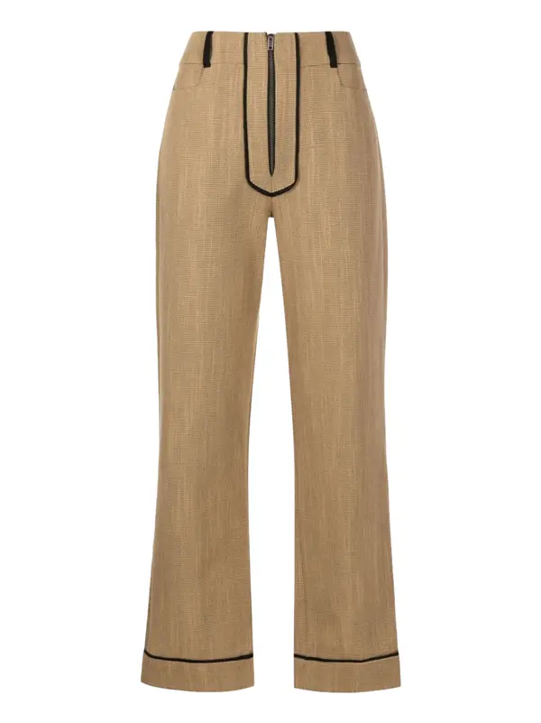 Isolda Susan Fine-check Cropped Trousers - Brown