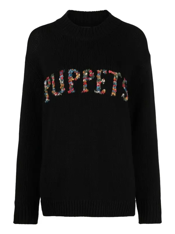 PUPPETS AND PUPPETS Logo-embroidered Jumper - Black