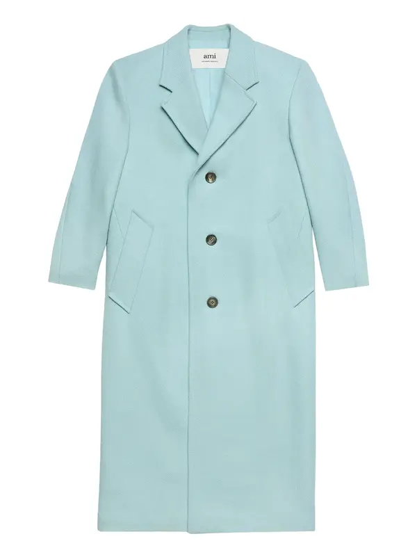 Ami Single-breasted Coat - Blue