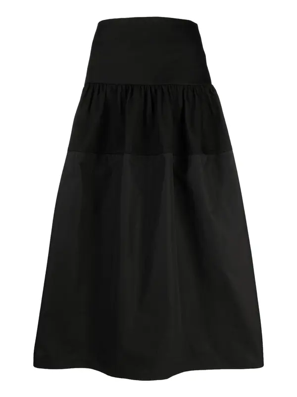 JIL SANDER Tiered Cotton Midi Skirt - Black