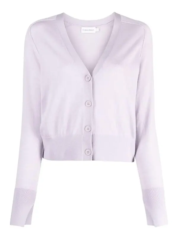 Calvin Klein V-neck Wool Cardigan - Purple
