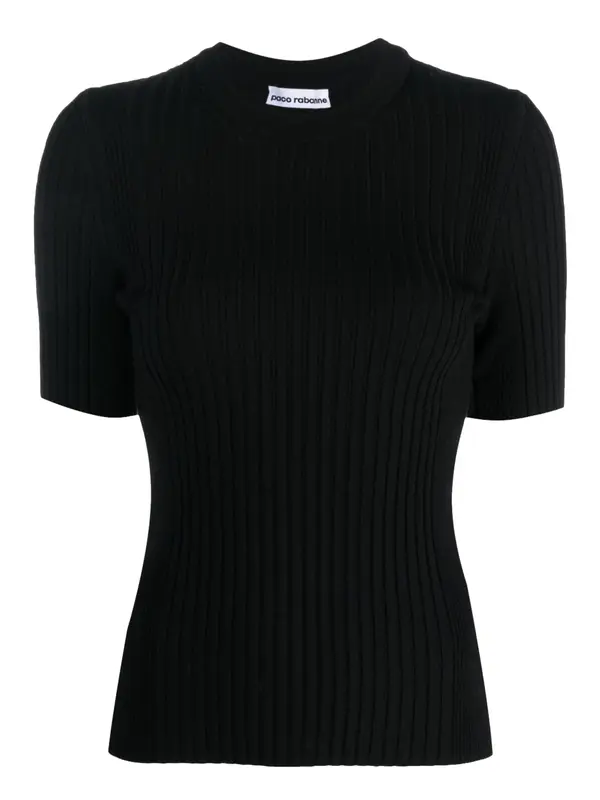 Rabanne Ribbed-knit Wool-blend Top - Black