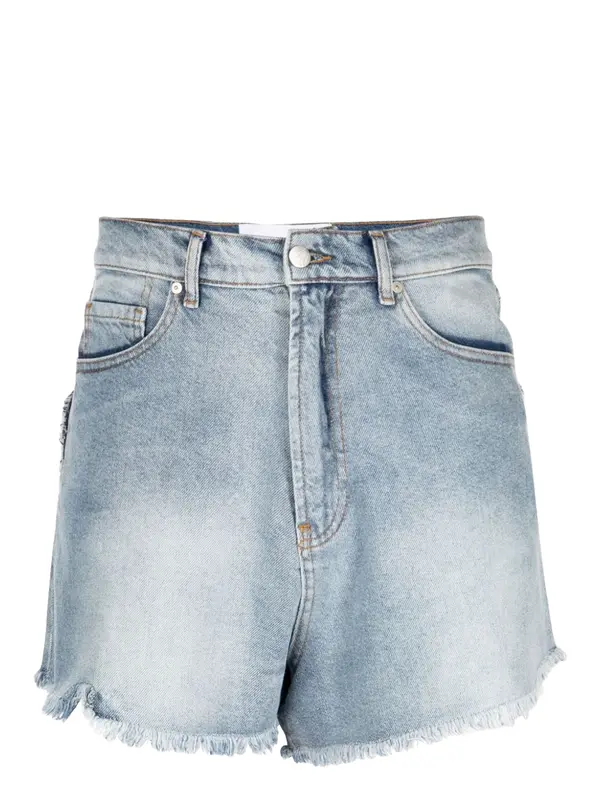 Natasha Zinko Heart-appliqué Denim Shorts - Blue