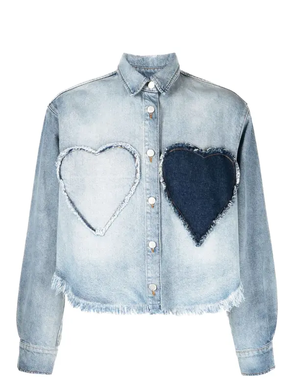 Natasha Zinko Heart-appliqué Denim Shirt - Blue