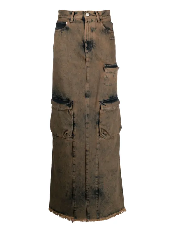 Gcds Maxi Denim Cargo Skirt - Brown