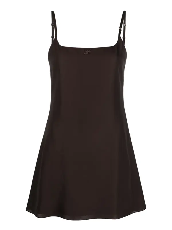 COURREGES Logo-embroidered Slip Minidress - Brown