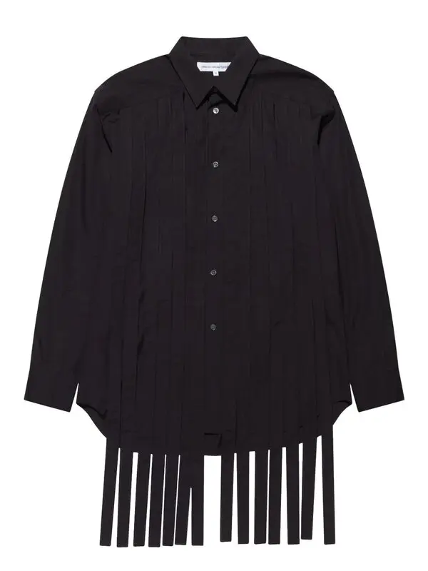 Comme Des Garçons Fringed Pleated Cotton Shirt - Black