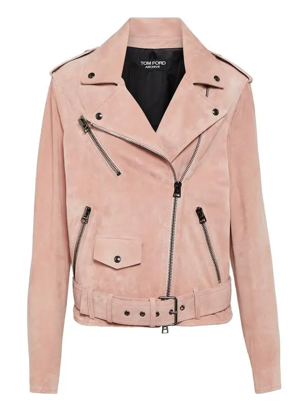 TOM FORD Suede Biker Jacket - Neutrals