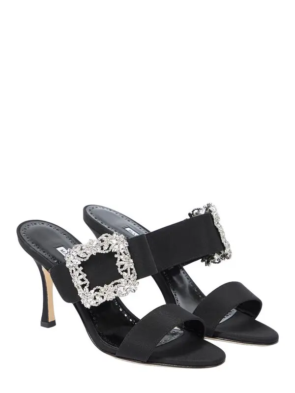 Manolo Blahnik Gable Embellished Sandals - Black
