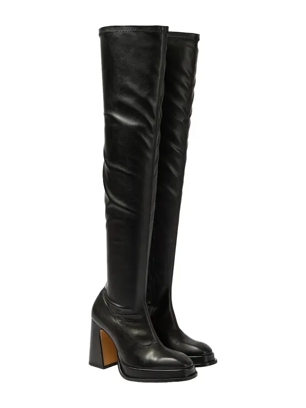 SOULIERS MARTINEZ Velvet Over-the-knee Boots - Black