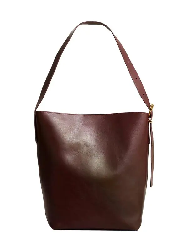 Madewell Leather Bucket Tote - Chocolate Raisin