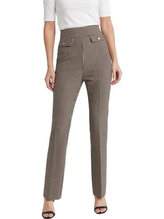 BOSS Tubeka Check Print Straight Leg Trousers - Med Bge