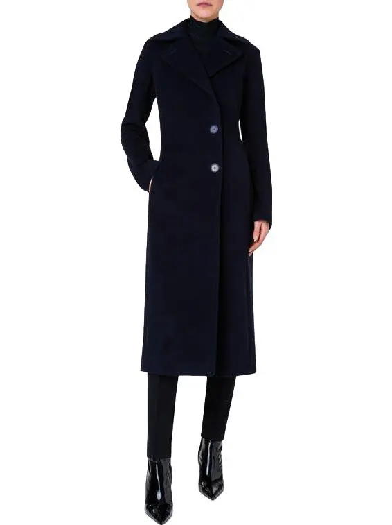 Akris Belted Wool-blend Coat - 079 Navy