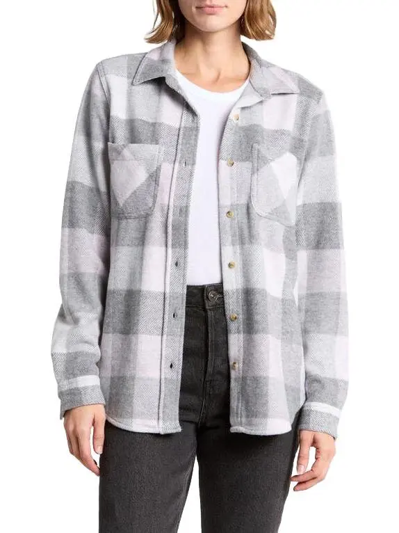 BEACHLUNCHLOUNGE Plaid Jacquard Knit Shacket - Pink Cloud