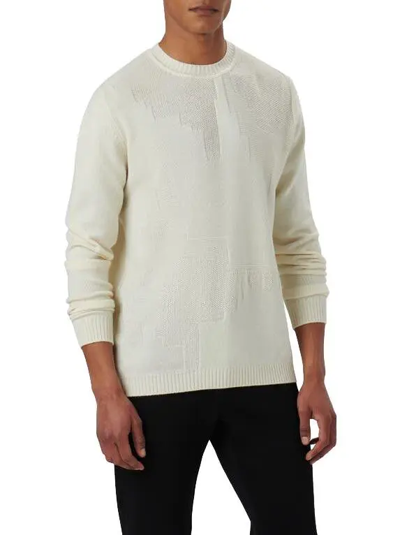 Bugatchi Merino Wool Blend Crewneck Sweater - Chalk