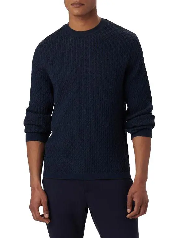 Bugatchi Merino Wool Diamond Stitch Sweater - Navy