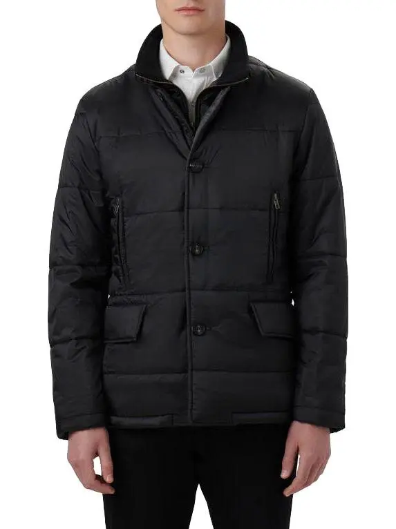 Bugatchi Water Repellent Quilted Jacket - Caviar