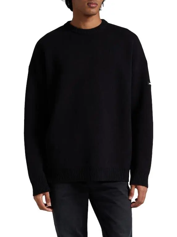 Balenciaga Oversize Double Face Wool Blend Crewneck Sweater - Black