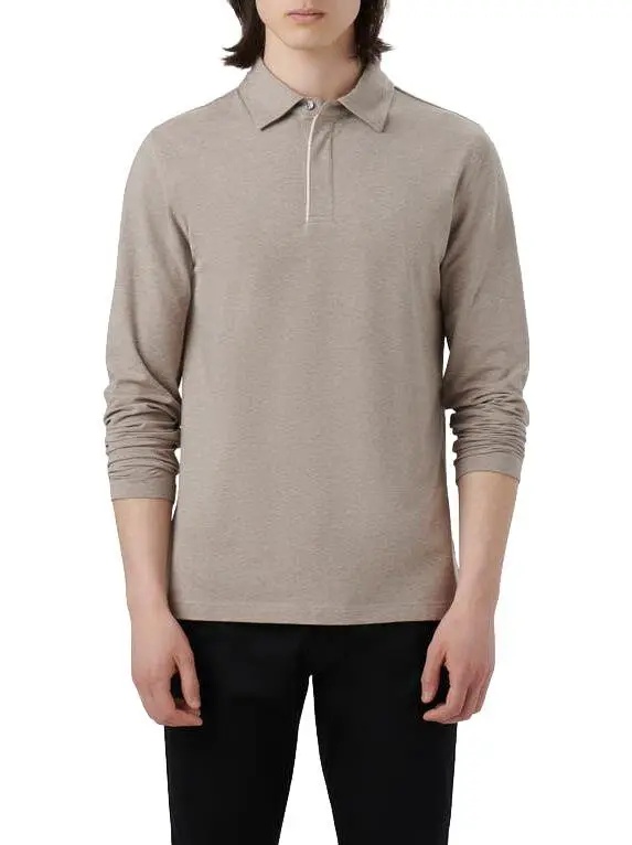 Bugatchi Long Sleeve Stretch Cotton Knit Polo - Chestnut