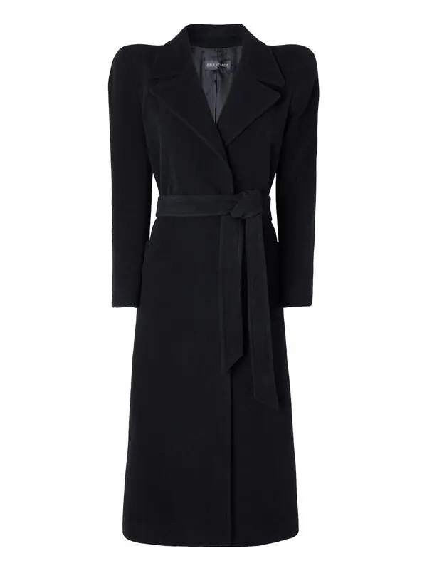Balenciaga Belted Cashmere-blend Coat - Black