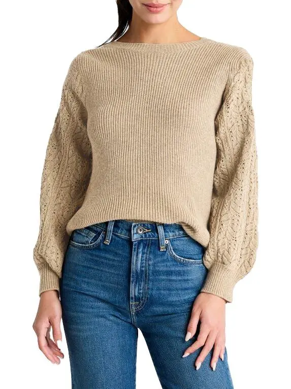 Splendid Phoebe Pointelle Sweater - Heather Camel