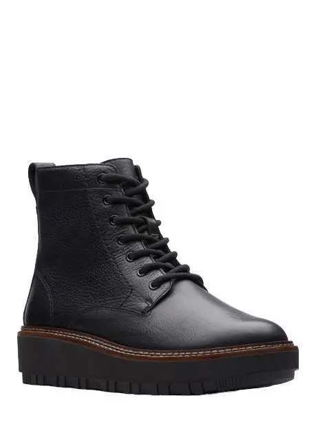 Clarks Orianna Lace-up Boot - Black Leather