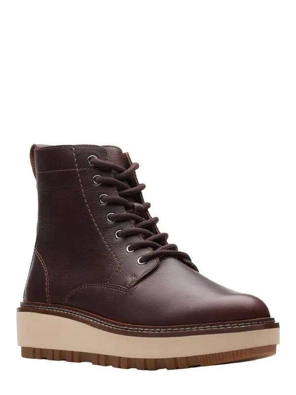Clarks Orianna Lace-up Boots - Dark Brown Lea