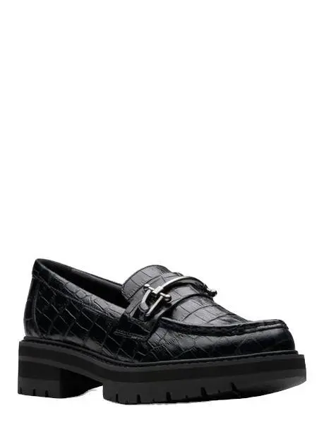 Clarks Orianna Bit Platform Loafer - Black Croc