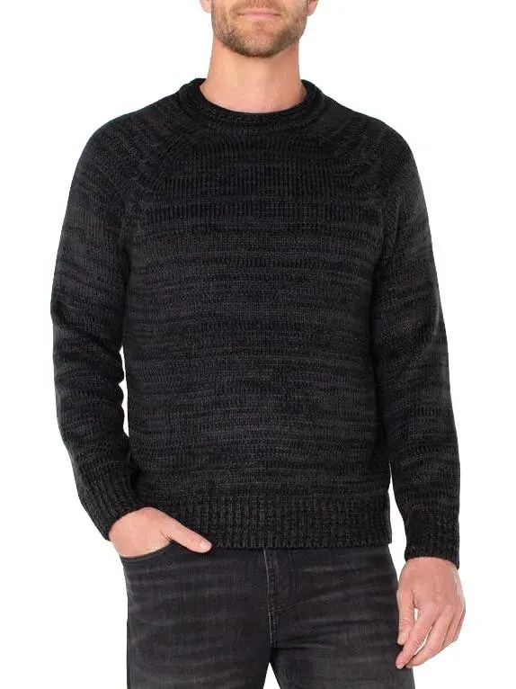 LIVERPOOL Raglan Sleeve Crewneck Sweater - Black Grey Spruce