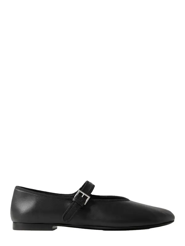 THE ROW Boheme Leather Mary Jane Ballet Flats - Black