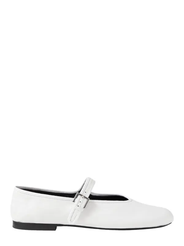 THE ROW Boheme Leather Mary Jane Ballet Flats - White