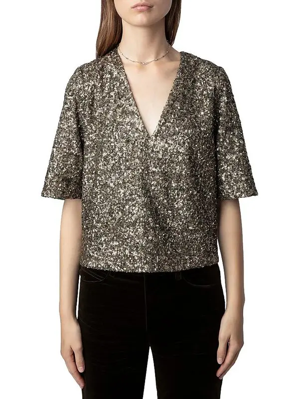 Zadig&Voltaire Tytane Sequin Top - Bronze