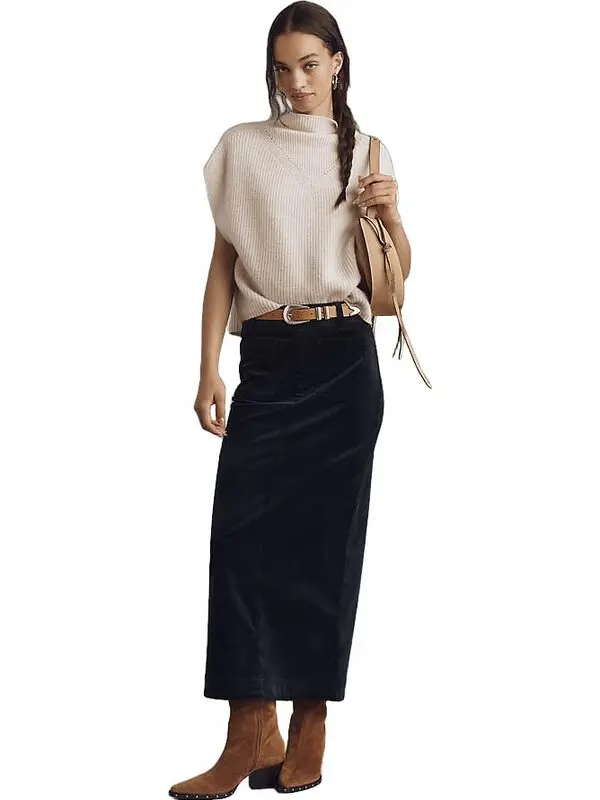 Maeve The Colette Corduroy Maxi Skirt - French Navy