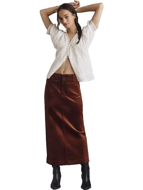 Maeve The Colette Corduroy Maxi Skirt - Mink