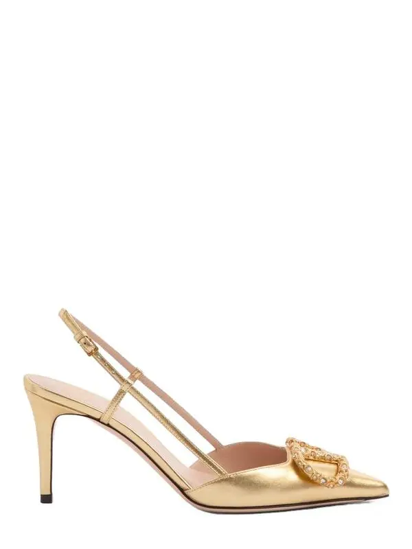 Valentino Garavani Vlogo Slingback Pumps - Antique Brass/crystal