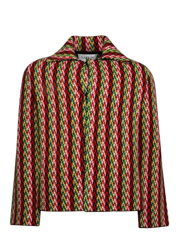 LANVIN Curb Chevron Knit Jacket - Red And Green