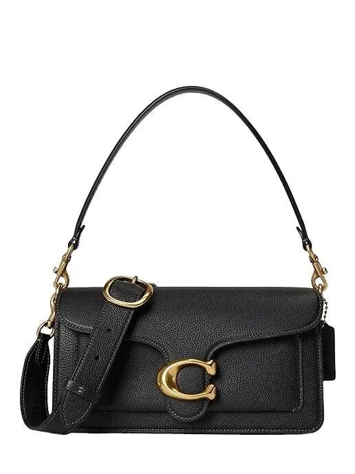 COACH Polished Pebble Leather Tabby Shoulder Bag 26 With Gold Tone Hardware - Black