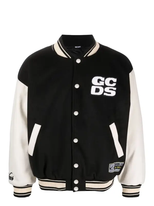 Gcds Two-tone Logo-patch Bomber Jacket - Black
