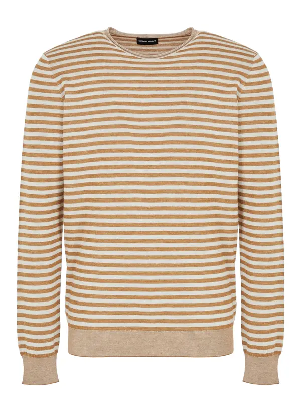 Giorgio Armani Striped Crew-neck Jumper - Brown