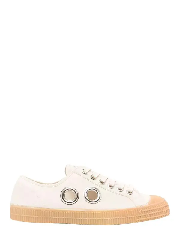 Comme Des Garçons Eyelet-detail Cotton Sneakers - Neutrals