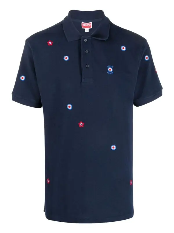 Kenzo Target Embroidered Cotton Shirt - Blue