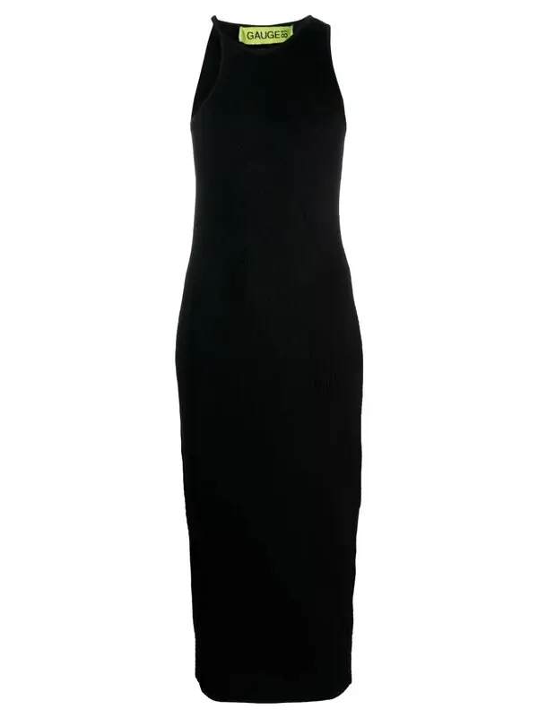 Gauge81 Altea Asymmetric Ribbed-knit Midi Dress - Black