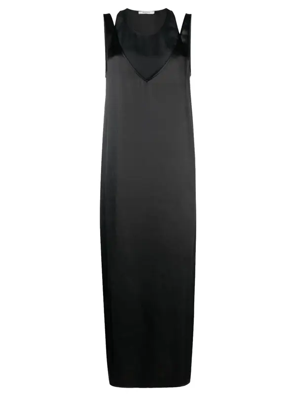 Gauchere Layered Silk Midi Dress - Black