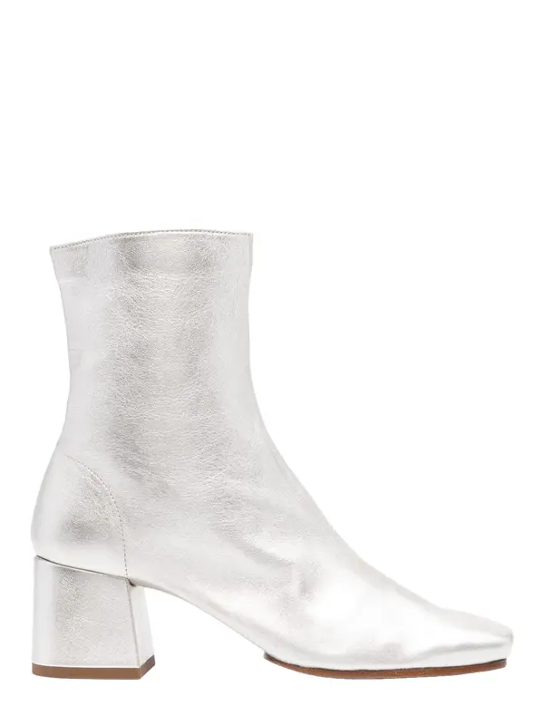 SOULIERS MARTINEZ Tierra 60mm Metallic Ankle Boots - Silver