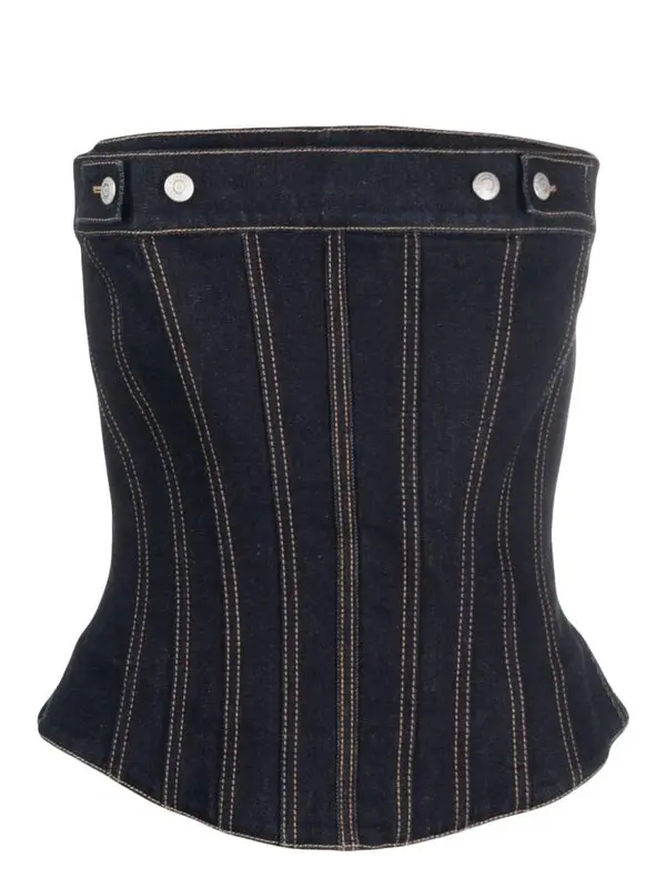 Alexander McQueen Denim Bustier Top - Blue