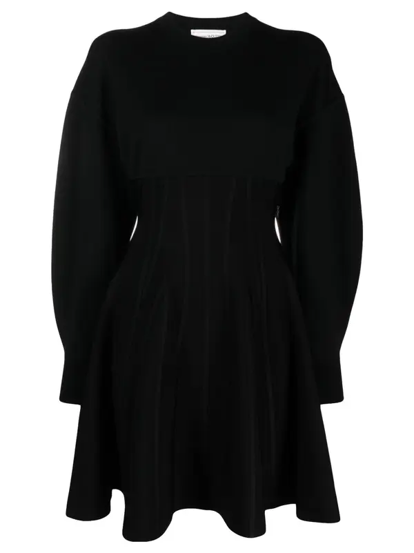 Alexander McQueen Wool-blend Flared Minidress - Black