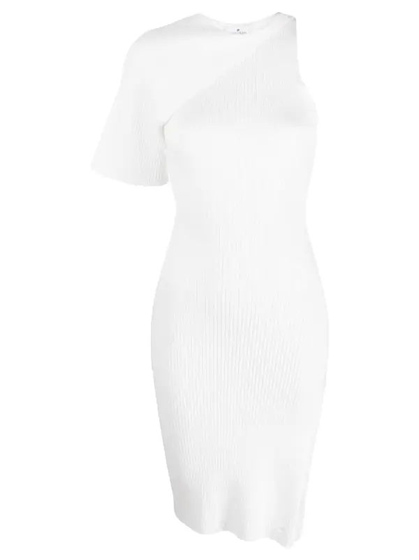 COURREGES Asymmetric Ribbed-knit Midi Dress - White