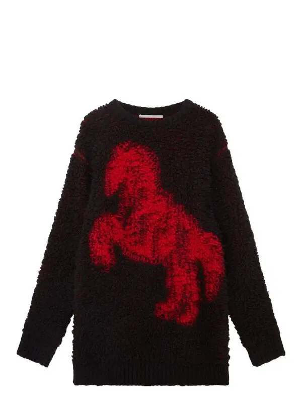 Stella McCartney Pixel Horse Jacquard Wool Jumper - Black