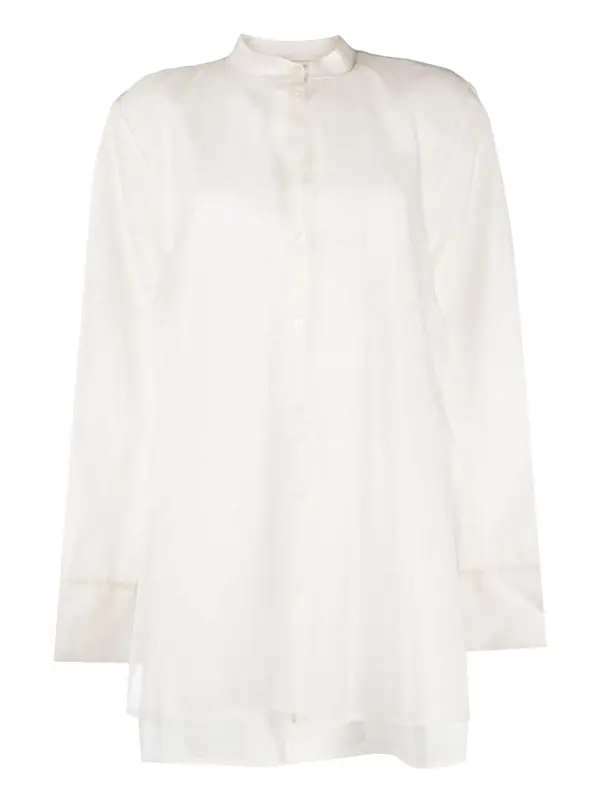RÓHE Button-up Band-collar Blouse - Neutrals